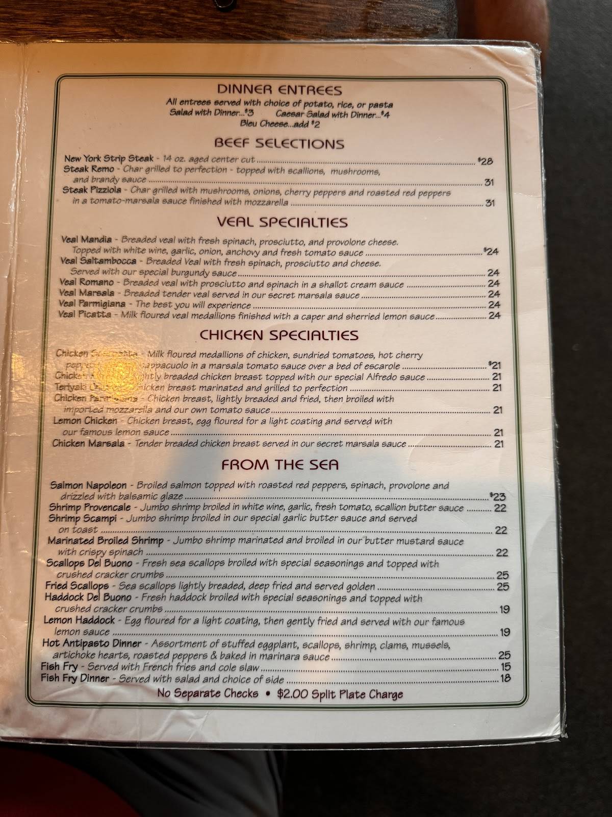Menu at Cafe Del Buono, New Hartford