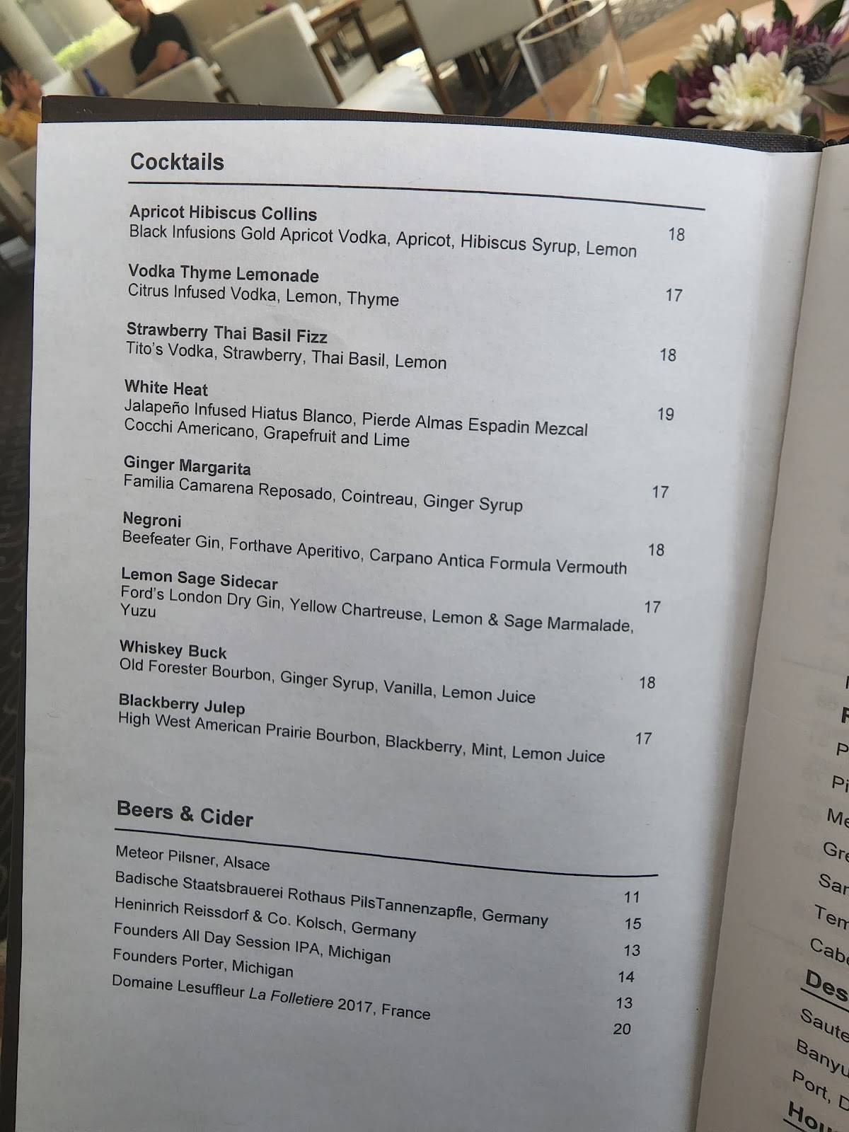 Menu at Perry St restaurant, New York City