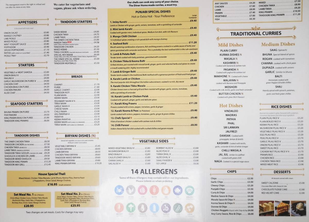 Menu at The Diner fast food, Newcastle upon Tyne, 121-123 Fenham Hall Dr