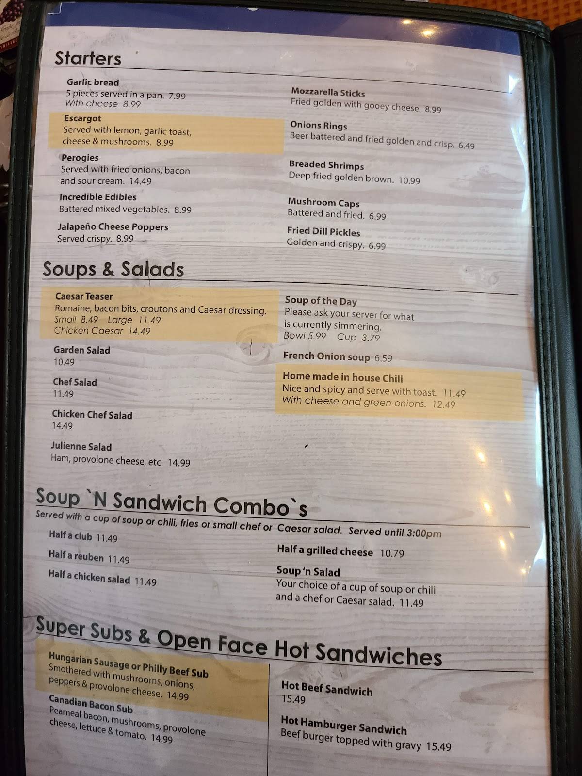 Menu at Falls Manor Restaurant, Niagara Falls