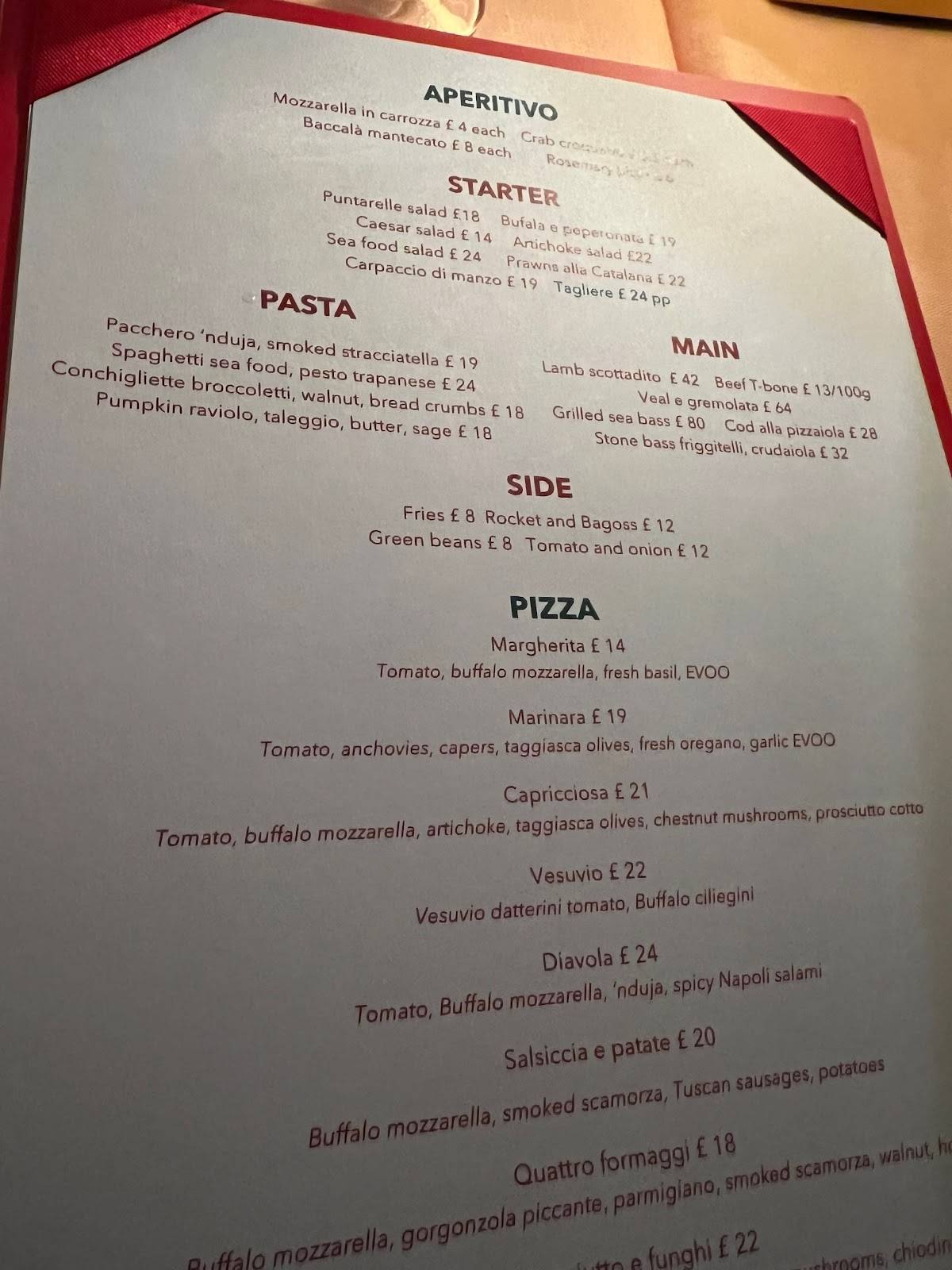 Menu at Nico's Restaurant, London