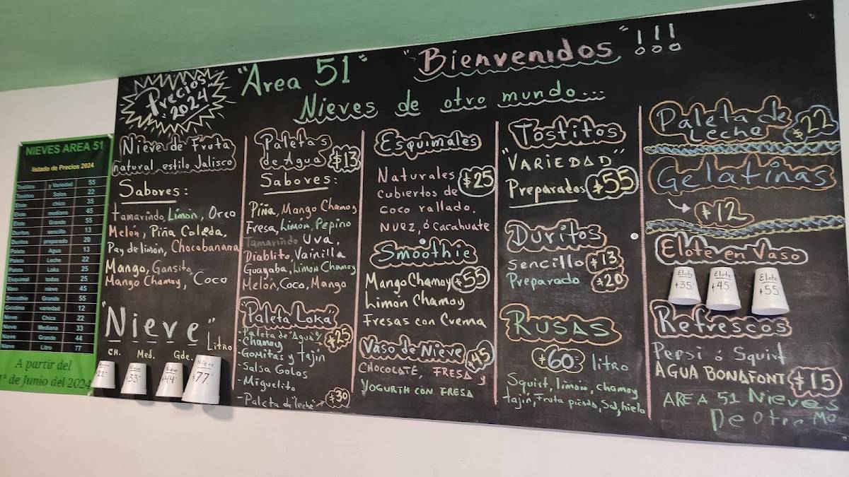 Menu at Nieves Área 51, Monterrey