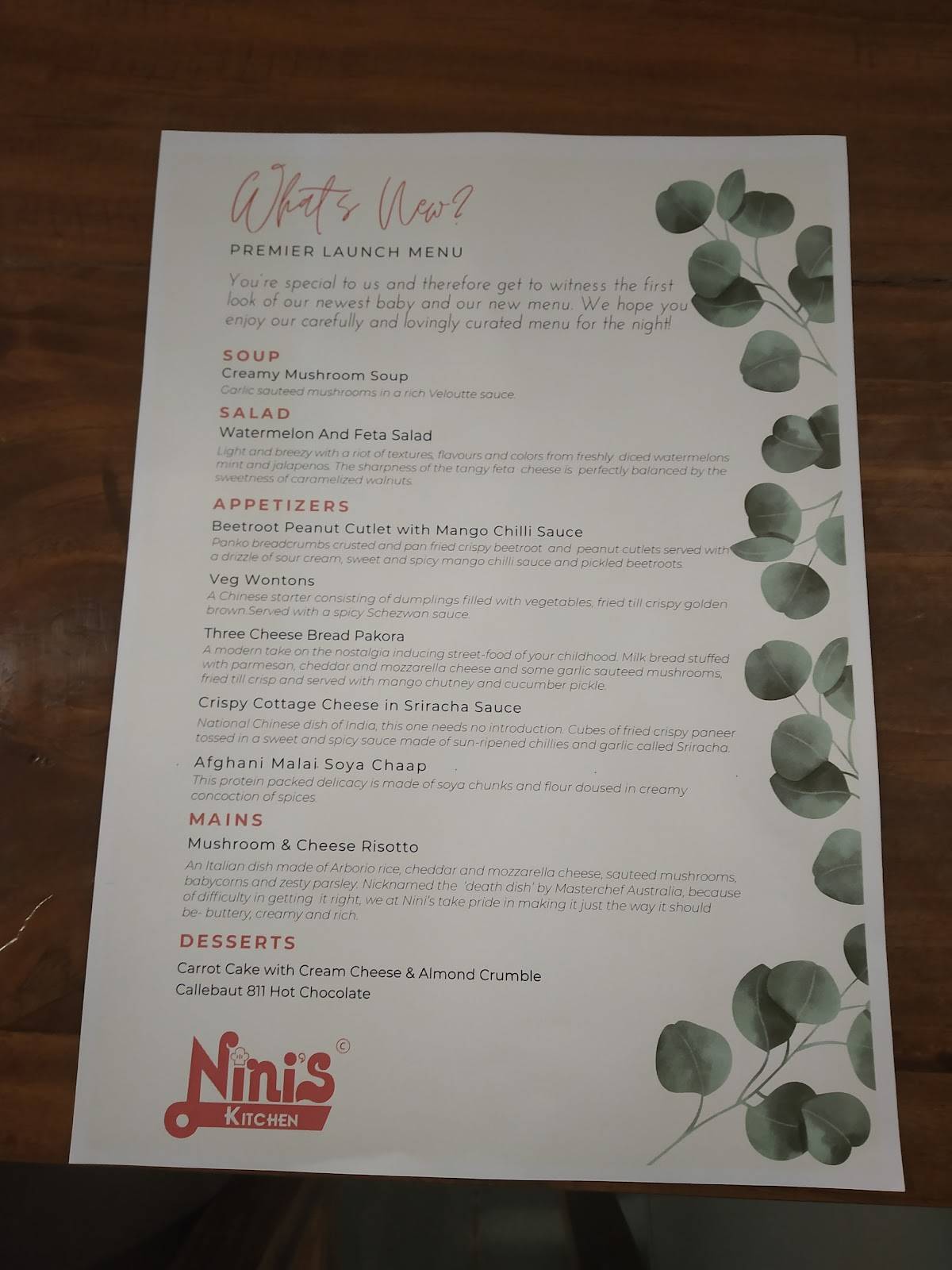 Menu at Nini's Kitchen - Science City, Ahmedabad