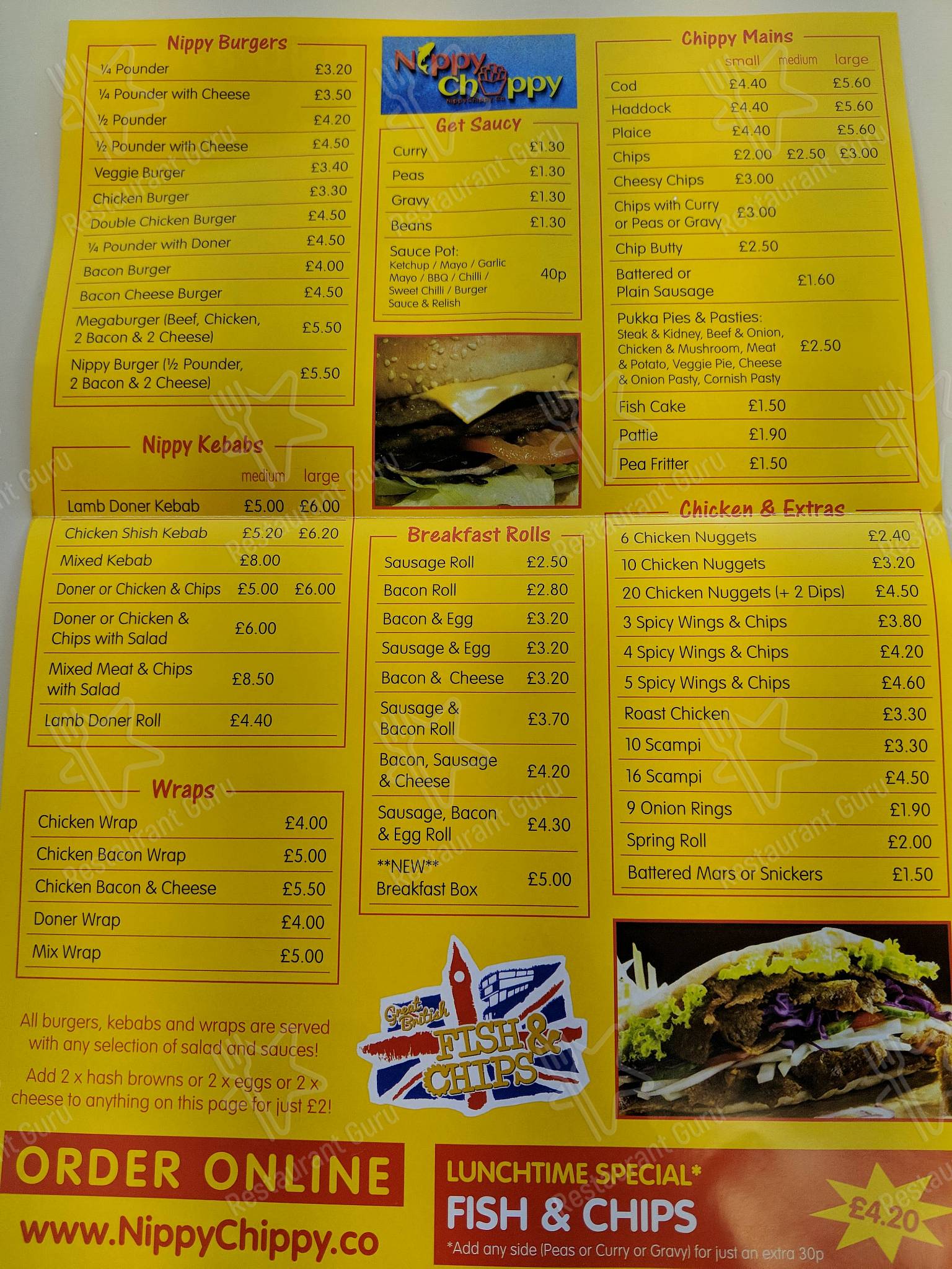 Menu at The Nippy Chippy fast food, Stonehouse
