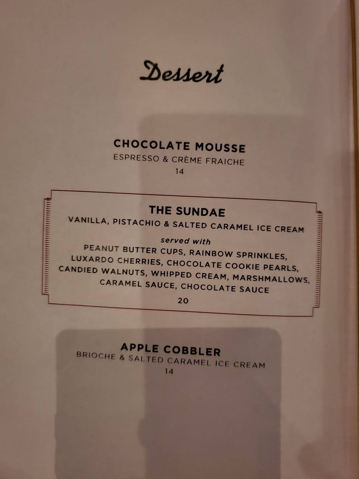 Menu at NoMad Library Restaurant, Las Vegas