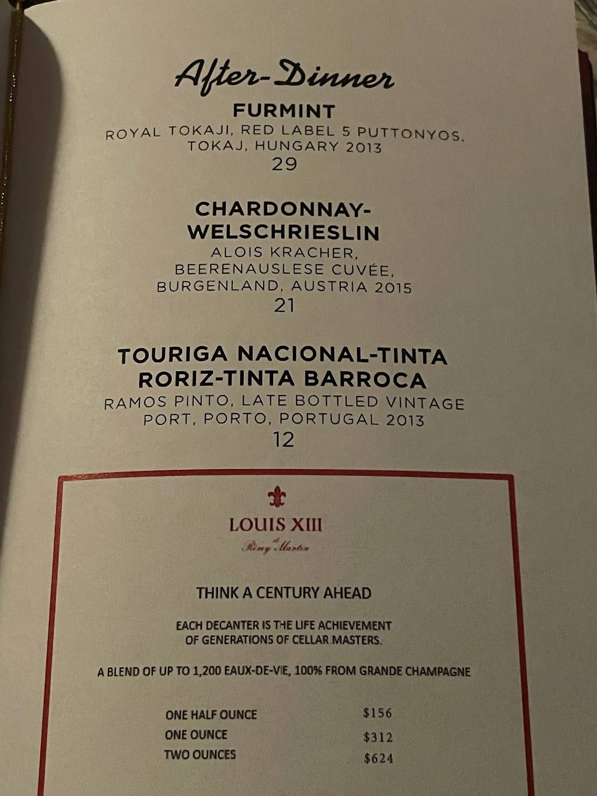 Menu at NoMad Library Restaurant, Las Vegas