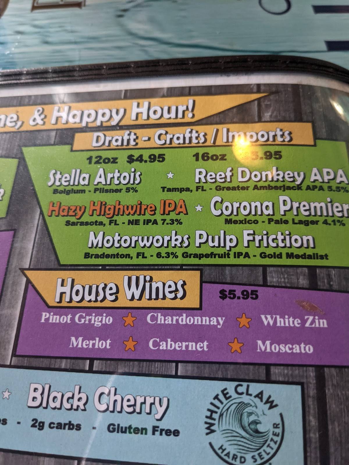Menu at Nokomo's Sunset Hut restaurant, Nokomis