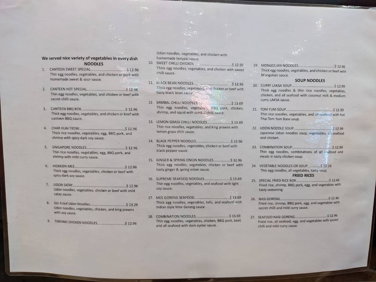 Menu at Noodle Canteen Ballarat Wendouree fast food, Wendouree, A ...