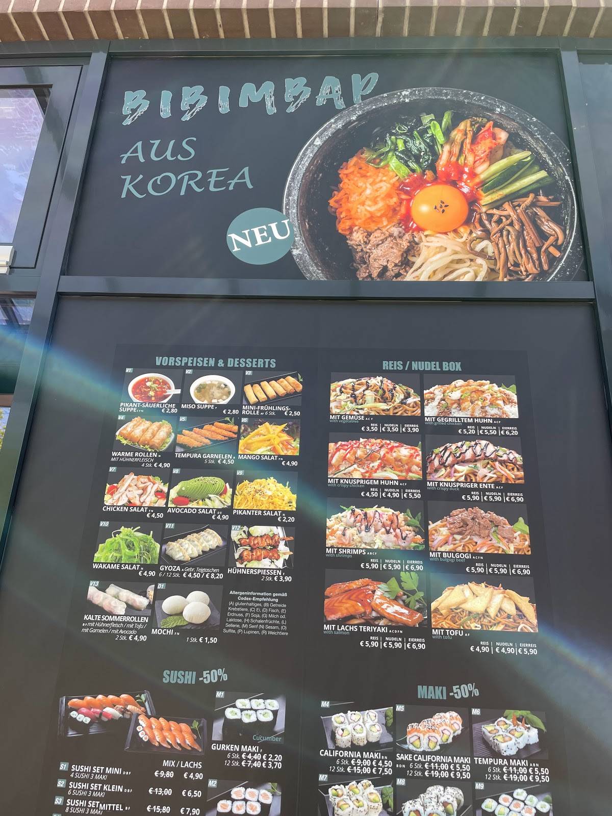 Menu au Noodle King restaurant, Schwechat