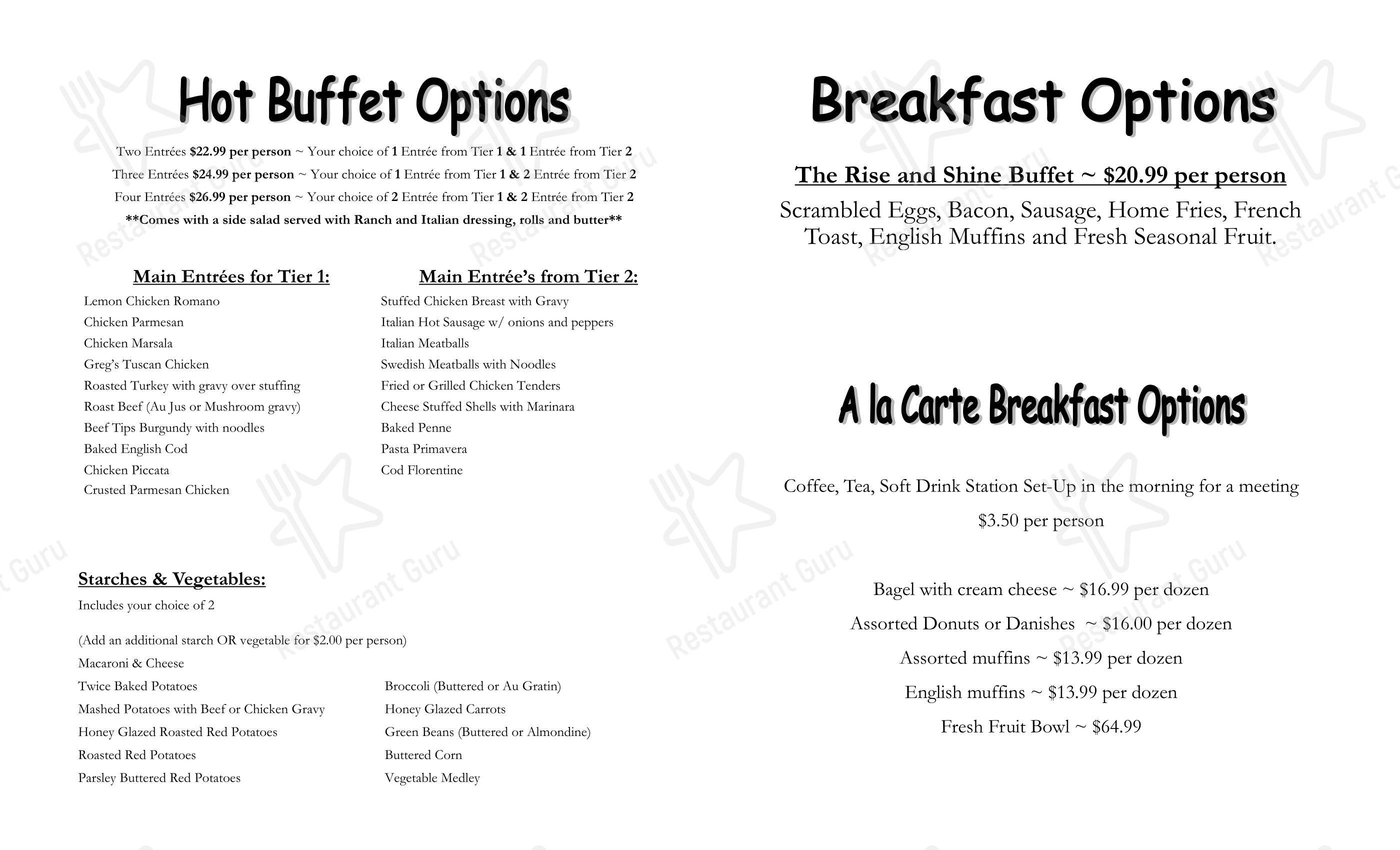 Menu at North Park Lounge Richland pub & bar, Gibsonia