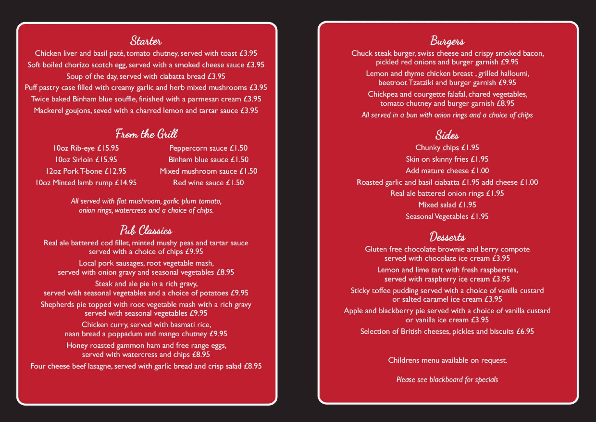 Menu at The Bell Inn pub & bar, Norwich, 3 Lower St