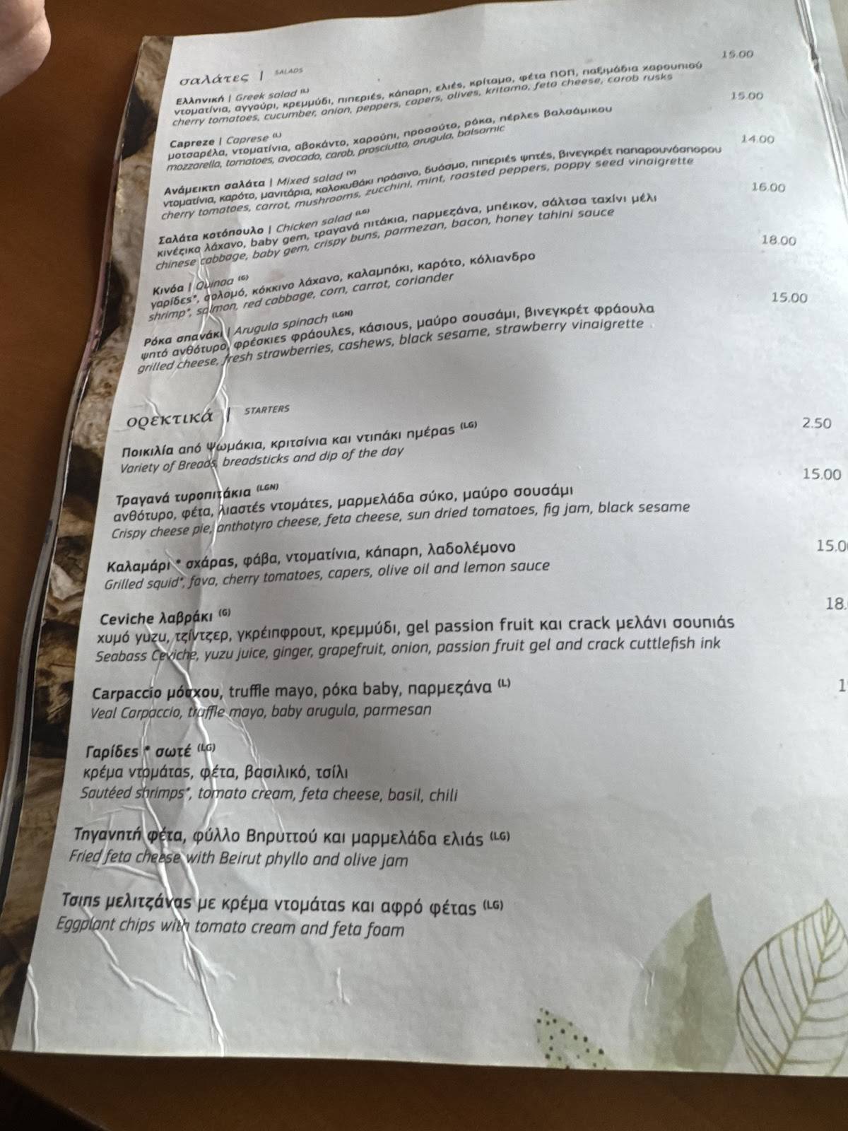 Menu at Notos Lounge, Voula