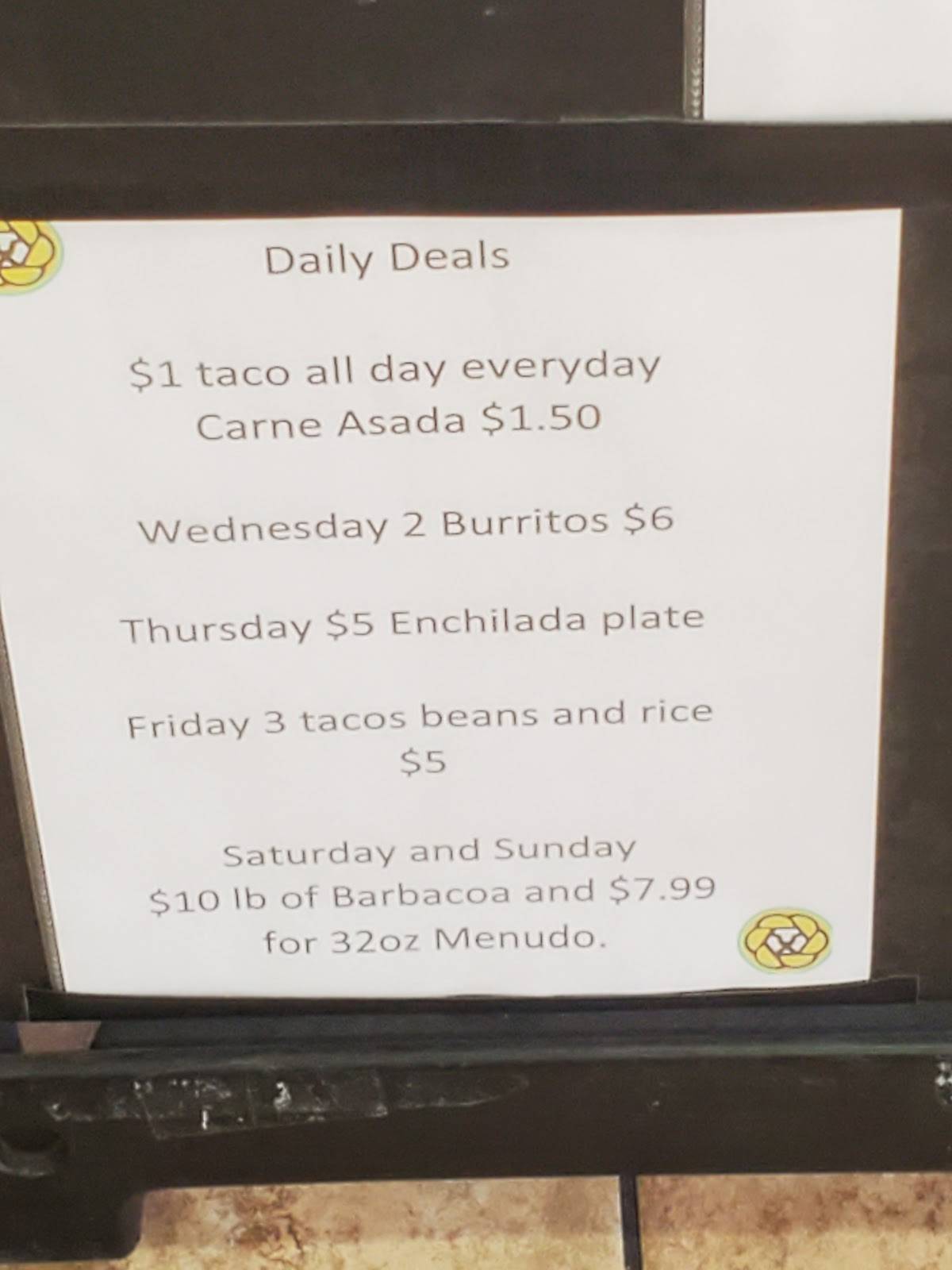 Menu at Now We Taco'n Taqueria restaurant, Lubbock