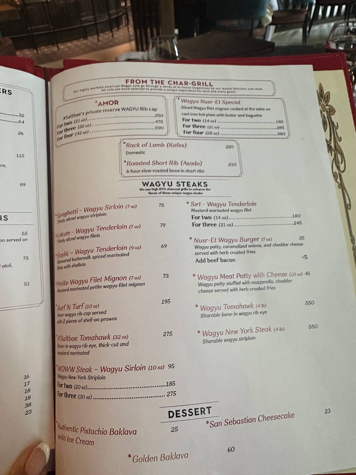 Menu at Nusr-Et Steakhouse New York, West New York, 60 W 53rd St