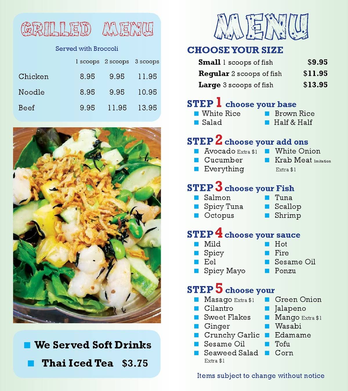 Menu at OCEAN POKE restaurant, Lakeland