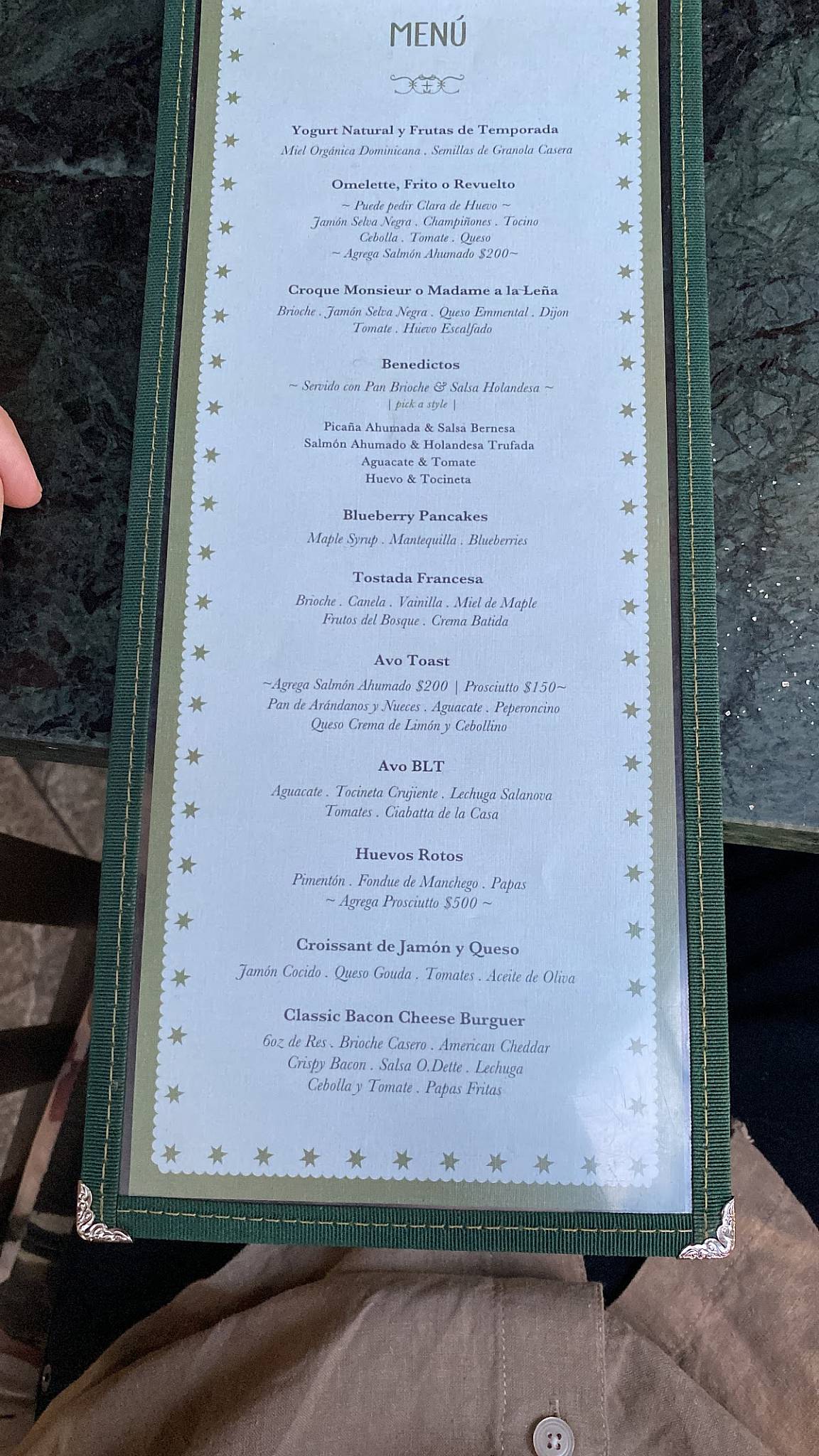 Menu at ODETTE restaurant, Santo Domingo