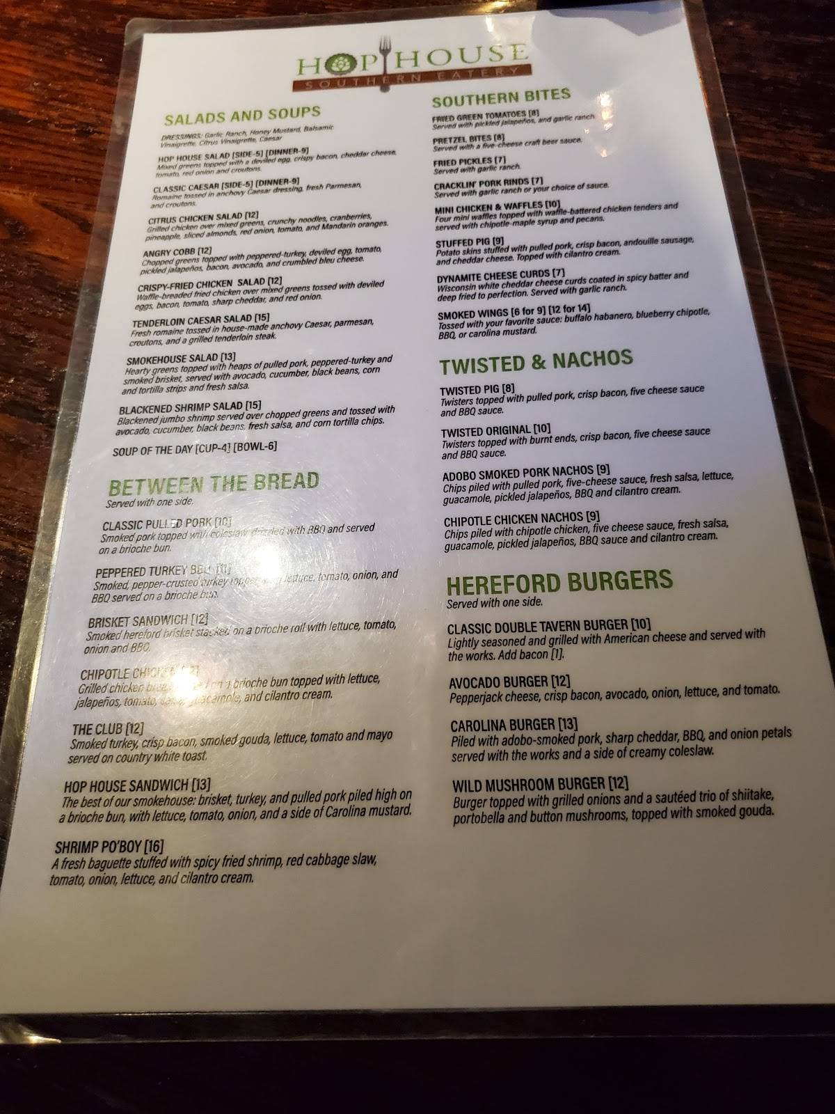 Menu at Hop House pub & bar, O'Fallon