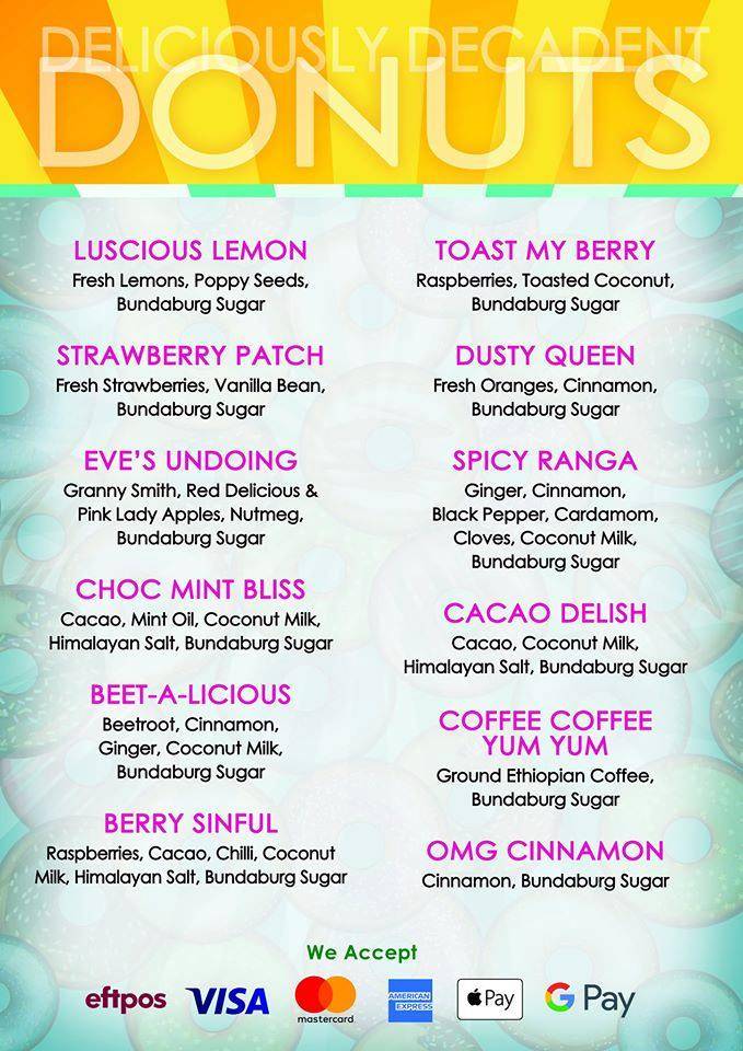 Menu at OMG Decadent Donuts Perth North, Australia