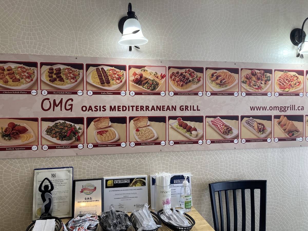 Menu at OMG (Oasis Mediterranean Grill) restaurant, Peterborough