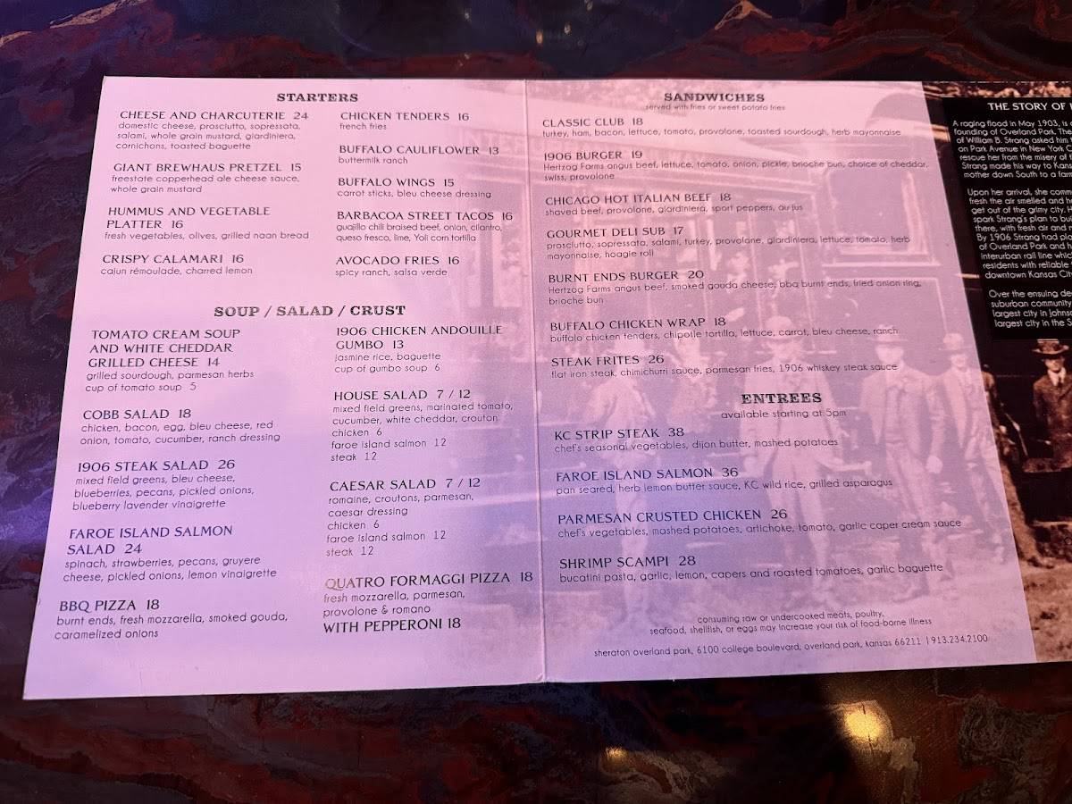 Menu at OP1906 Bar & Grill, Overland Park, College Blvd