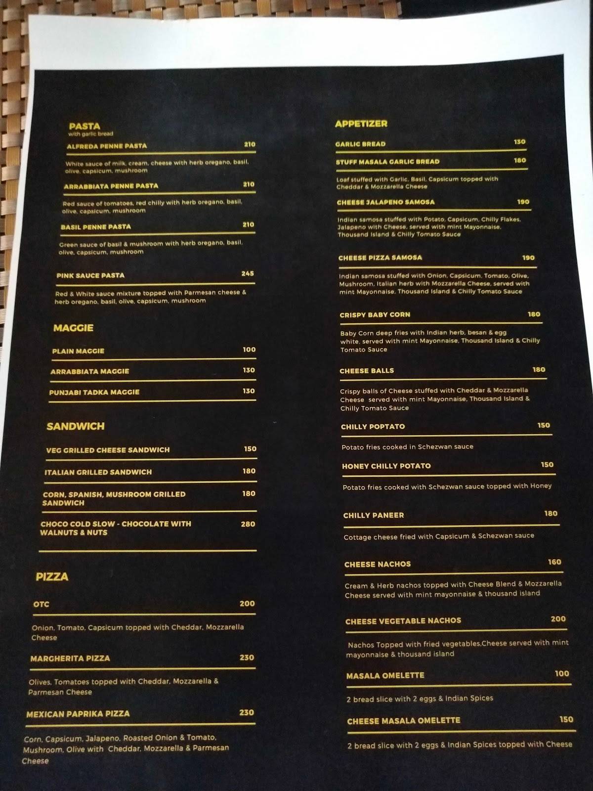 Menu at OPUS by Laola, Jaipur