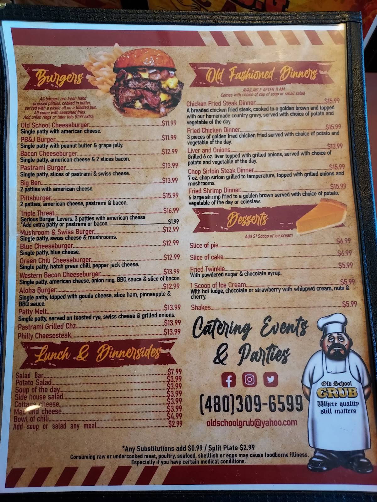 Menu at OSG Cafe, Mesa, E Main St