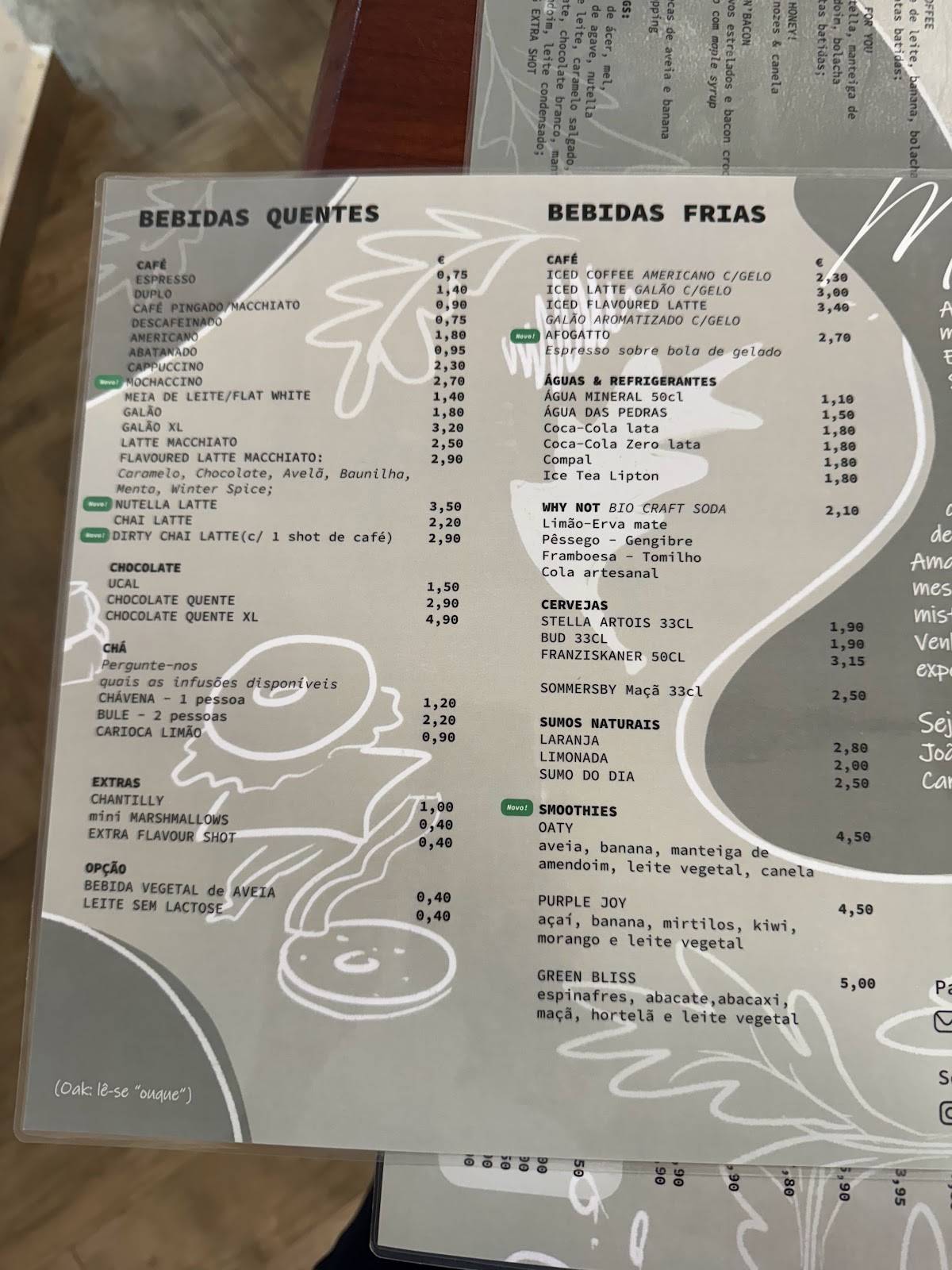 Menu em Oak Café & Brunch, Terrugem