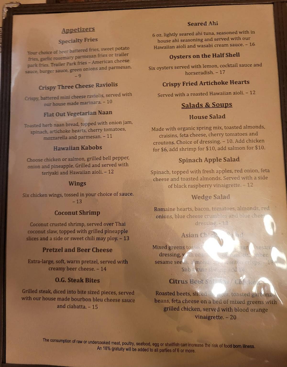 Menu at Oakhurst Grill & Whiskey 41 Lounge restaurant, Oakhurst