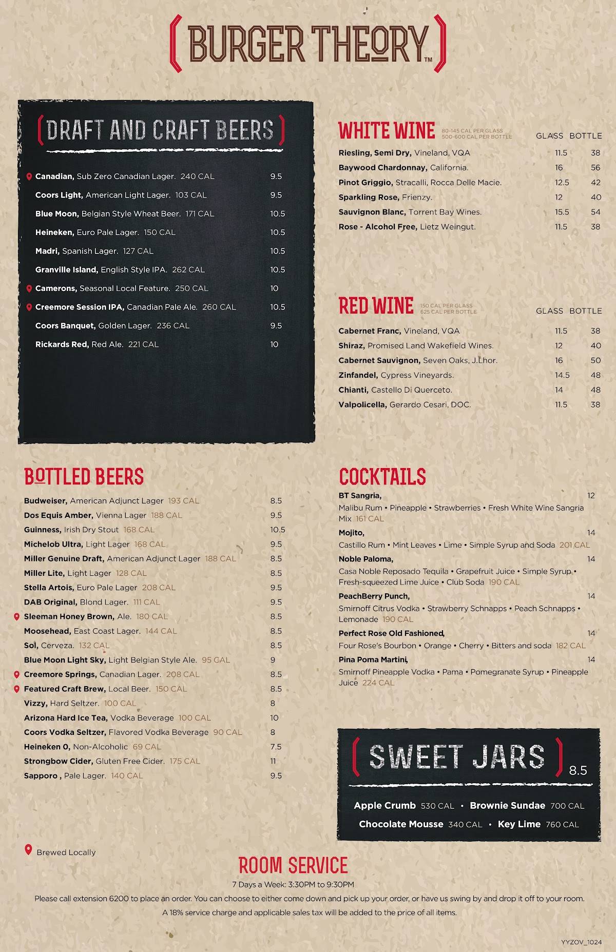 Menu at Burger Theory restaurant, Oakville