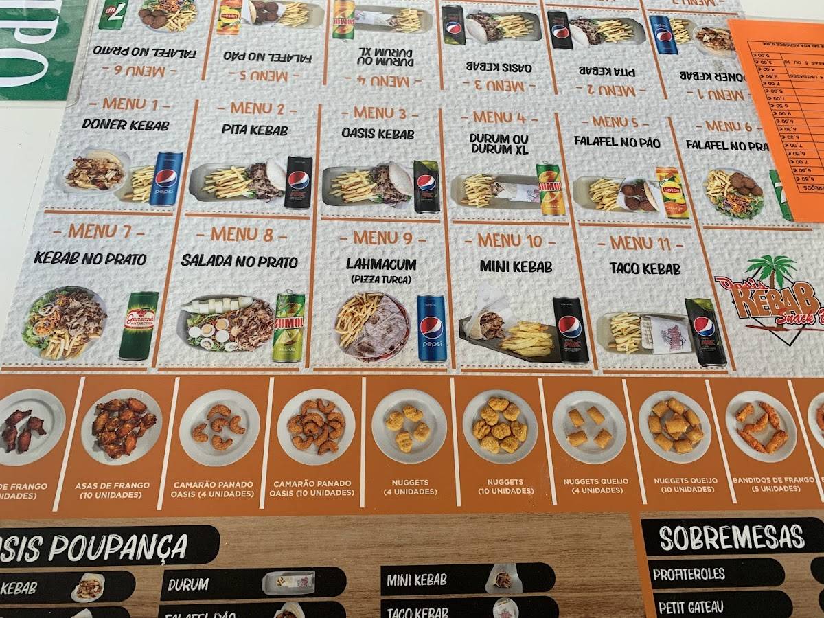 Menu em Oasis Kebab Snack Bar, Viseu