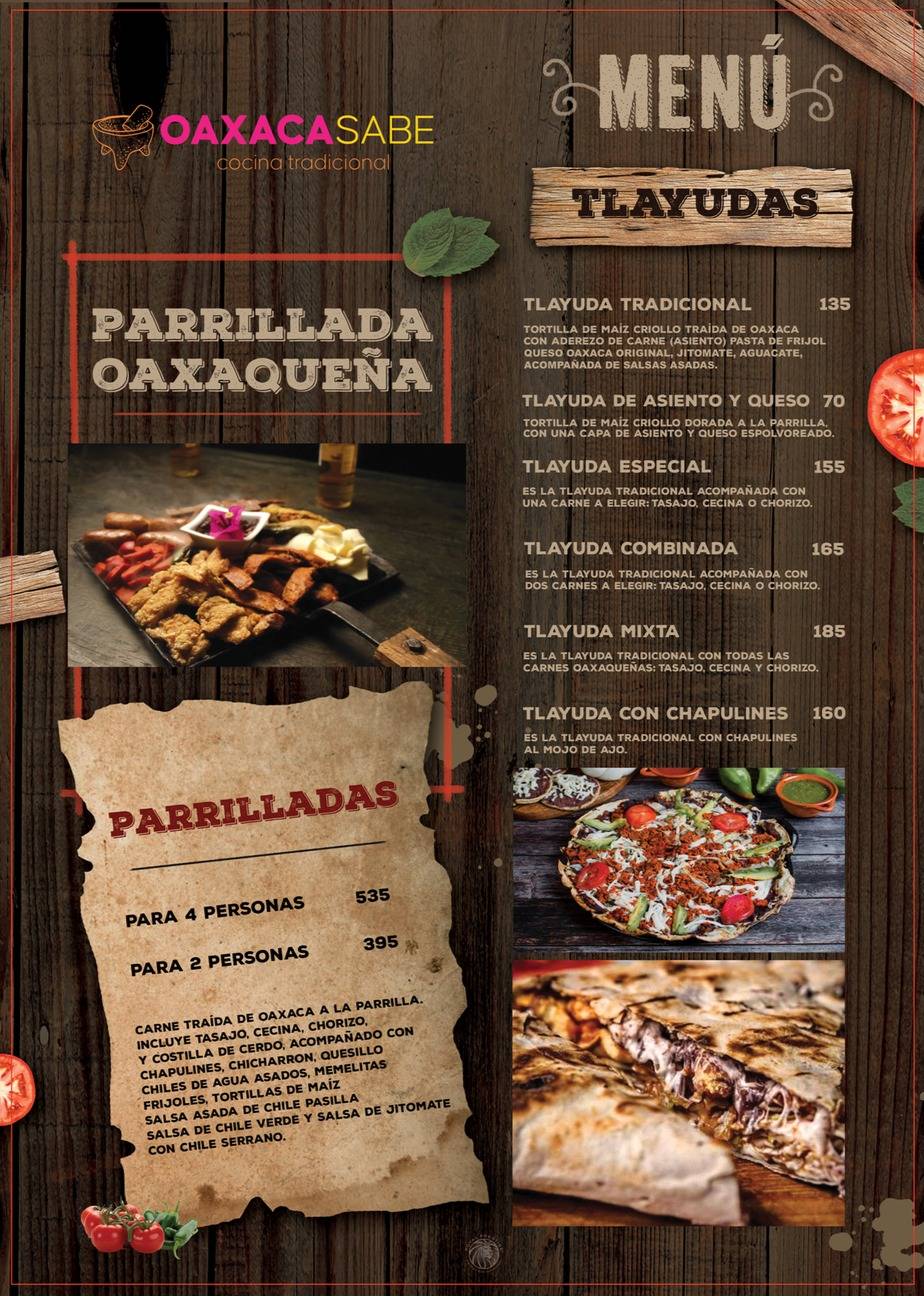 Carta del restaurante Oaxaca Sabe - Cocina Tradicional, Santiago del ...