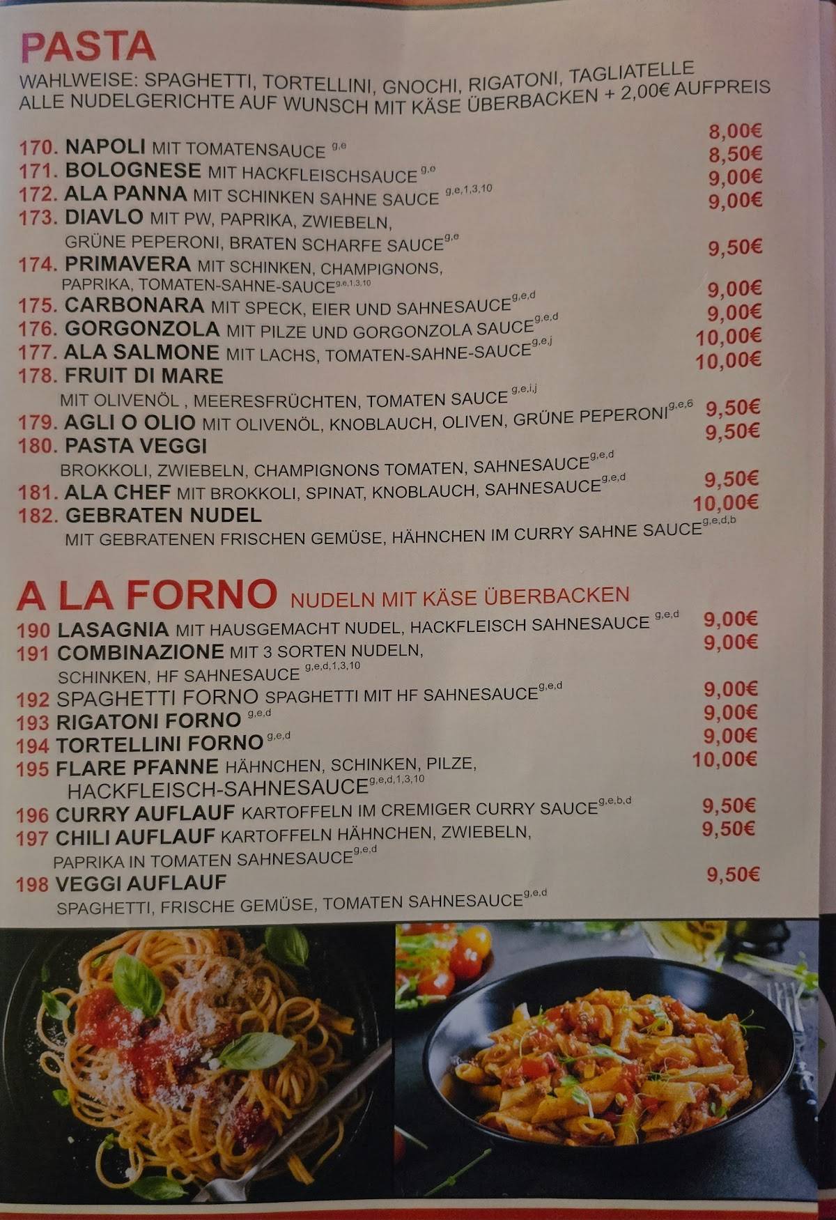 Carta de Restaurant Zum Flare, Oberthal