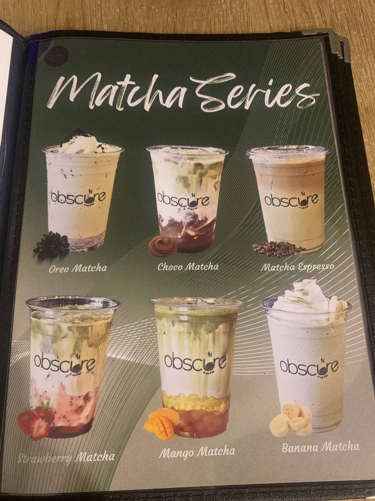 Menu at Obscure Café - Malate, Manila