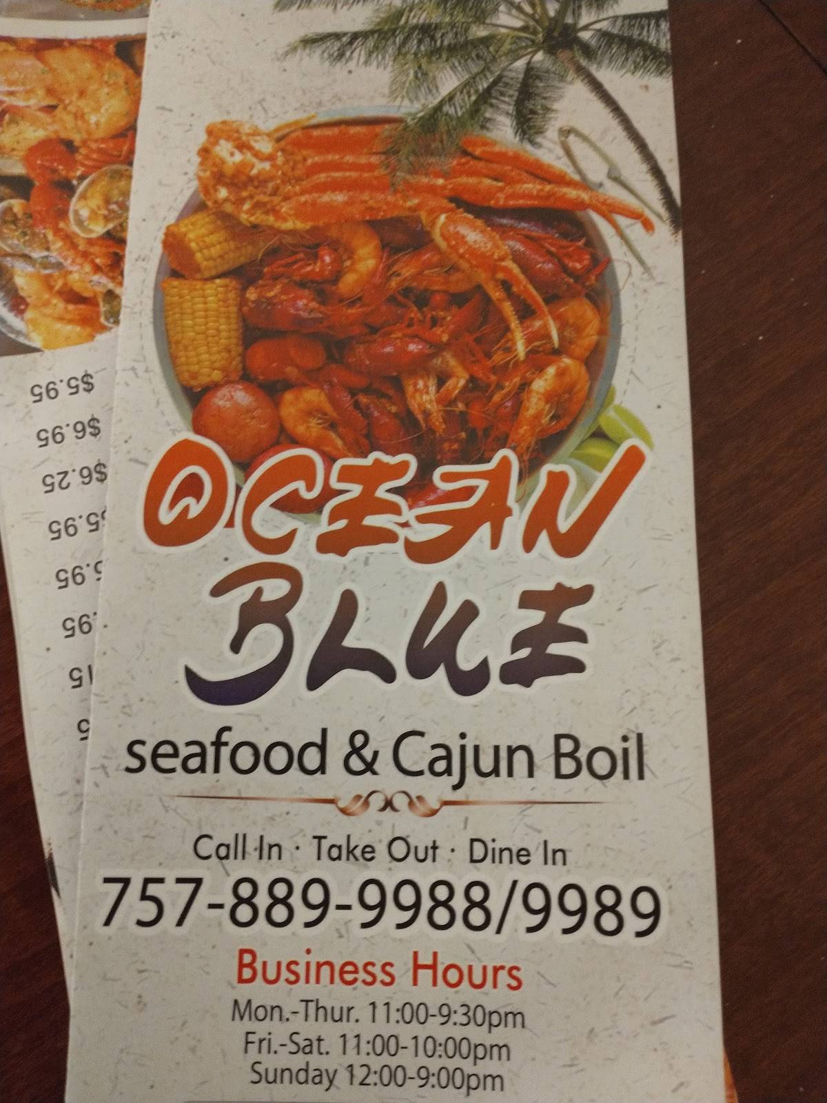 Menu at Ocean Blue Seafood Restaurant, Norfolk