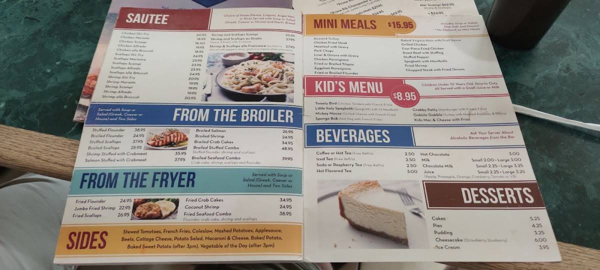 Menu at Ocean Grill Longneck restaurant, Long Neck
