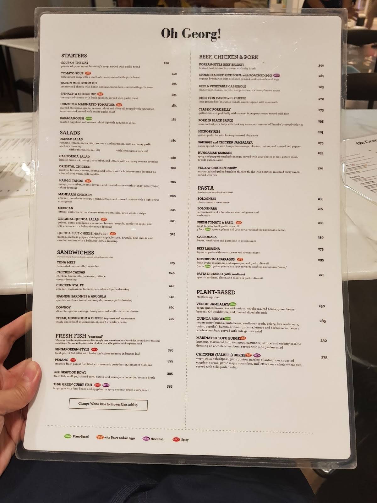 Menu at Oh Georg! cafe, Cebu City, ayala center cebu