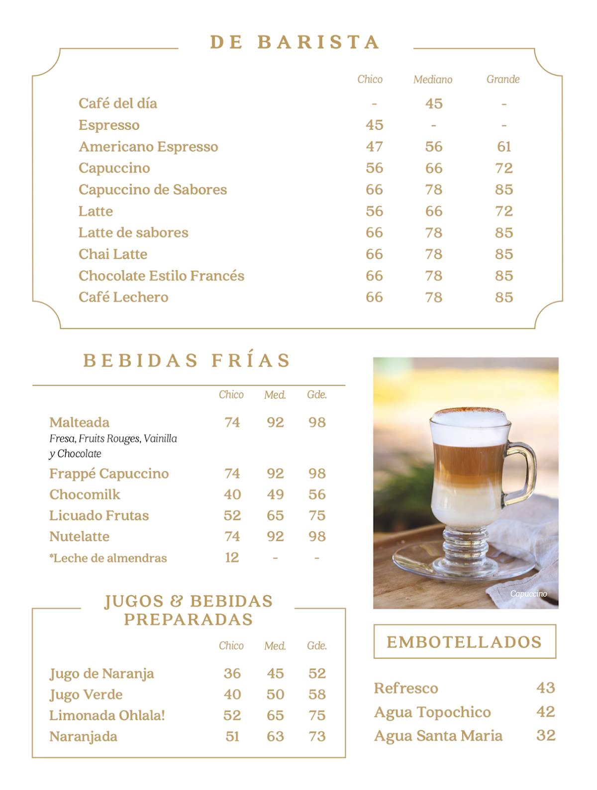 Carta de Ohlala Boulangerie Café San Isidro, Zapopan
