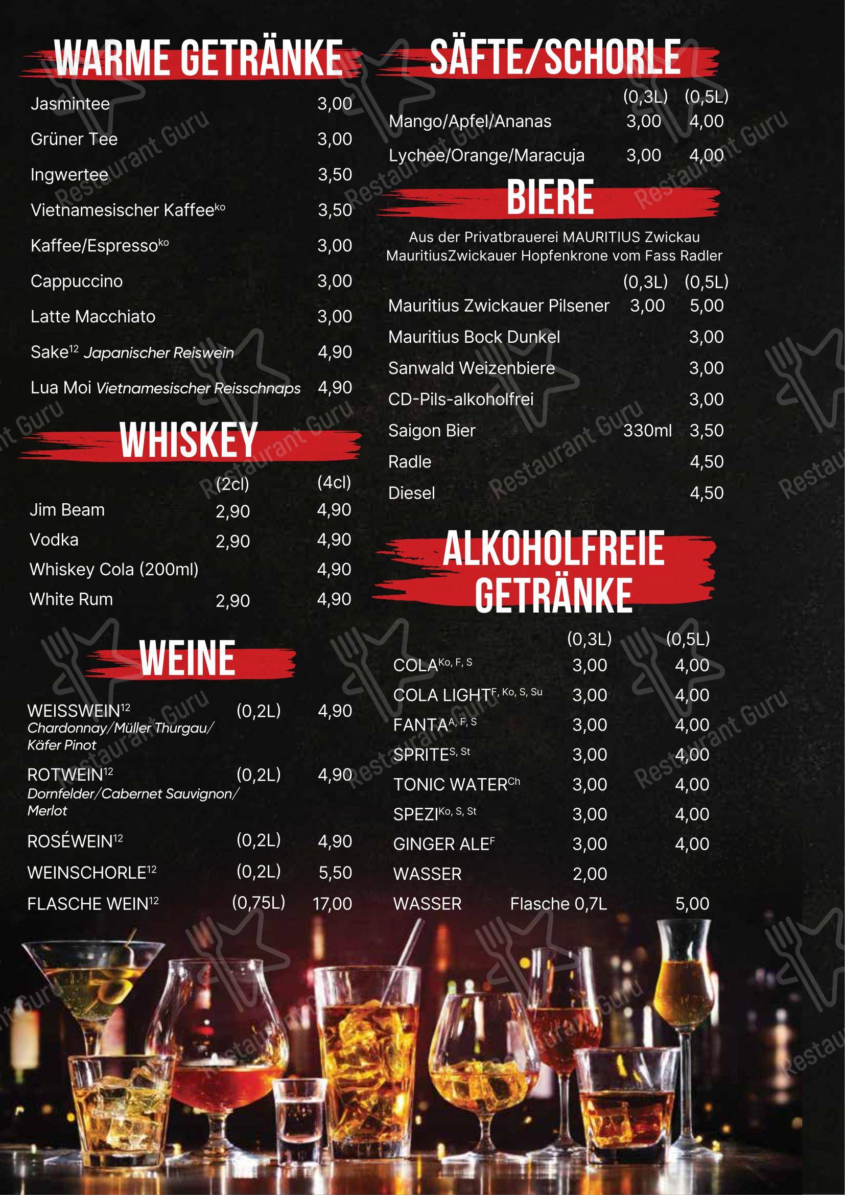 Speisekarte von Oishi Restaurant- pension, Fraureuth