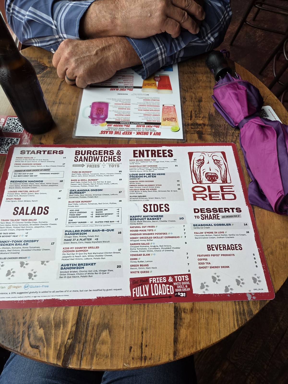 Menu at Ole Red pub & bar, Gatlinburg