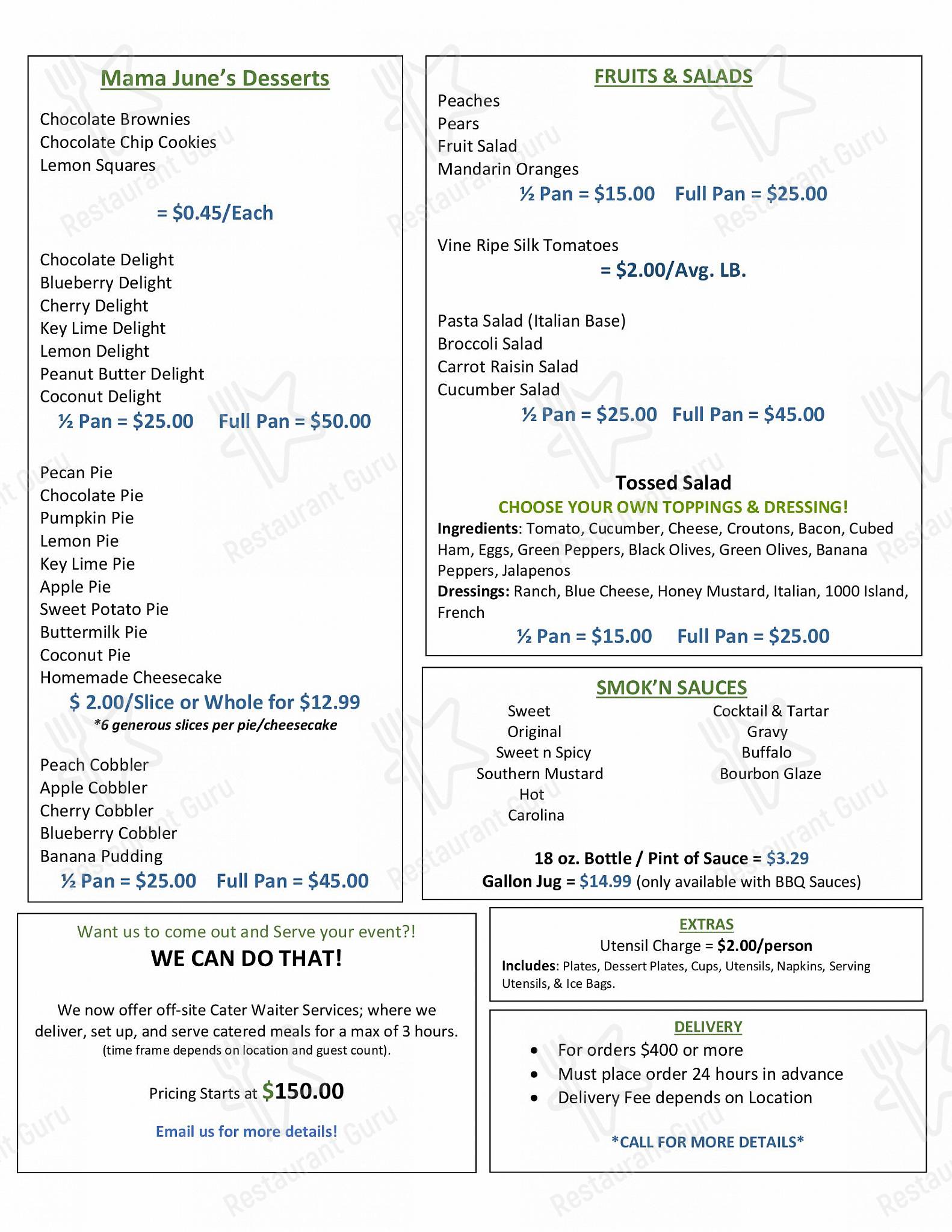 Menu at Ole Times Country Buffet restaurant, Macon, Gray Hwy