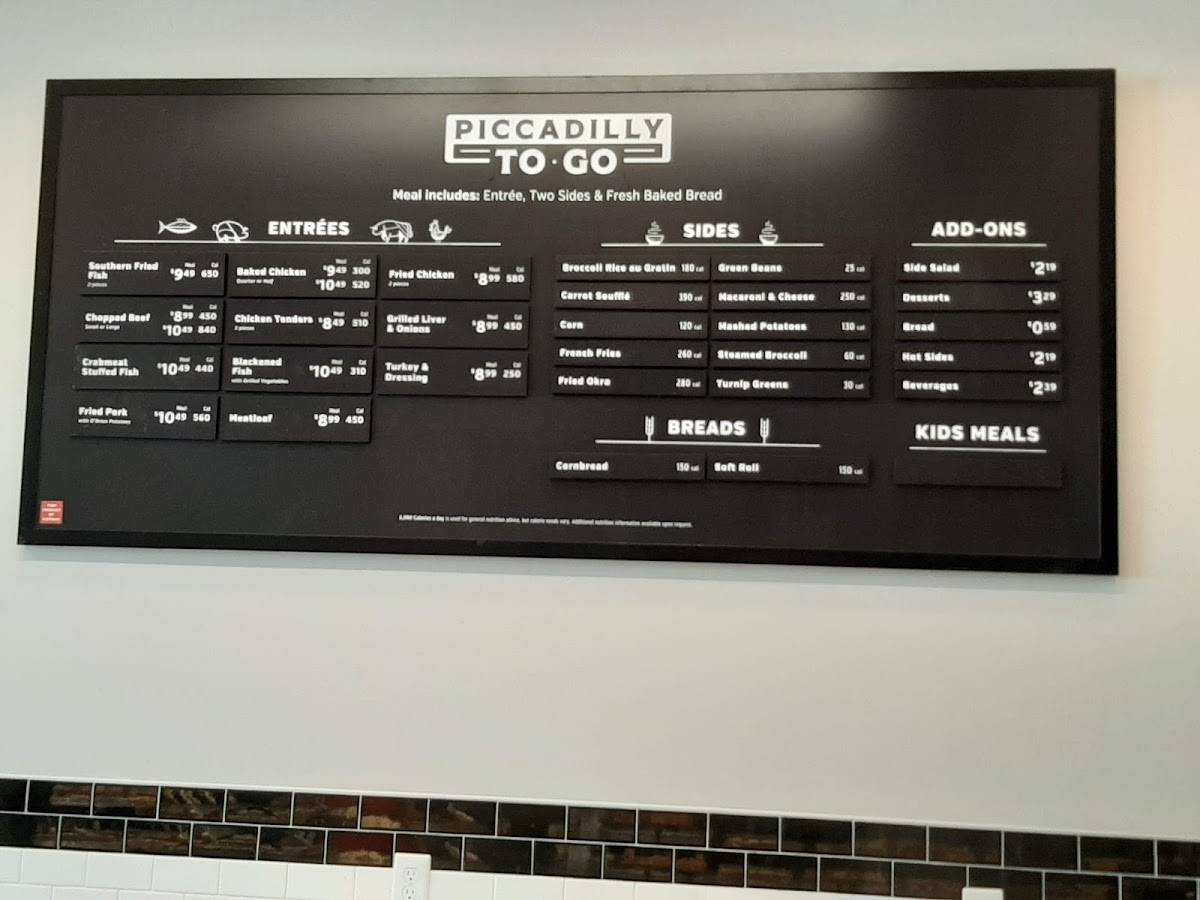 Menu at Piccadilly Restaurants, Olive Branch