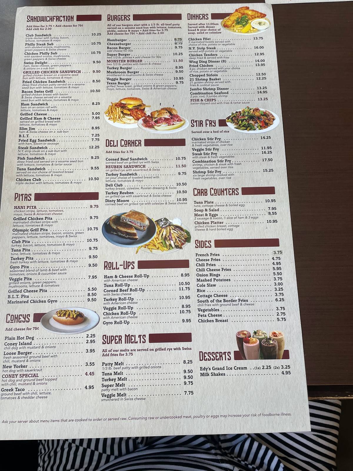 Menu at Olympic Grill restaurant, Detroit, 119 W Warren Ave