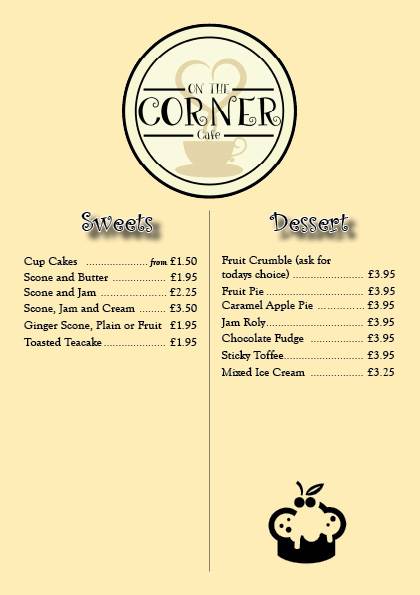 Menu at On The Corner Cafe, Caerwys