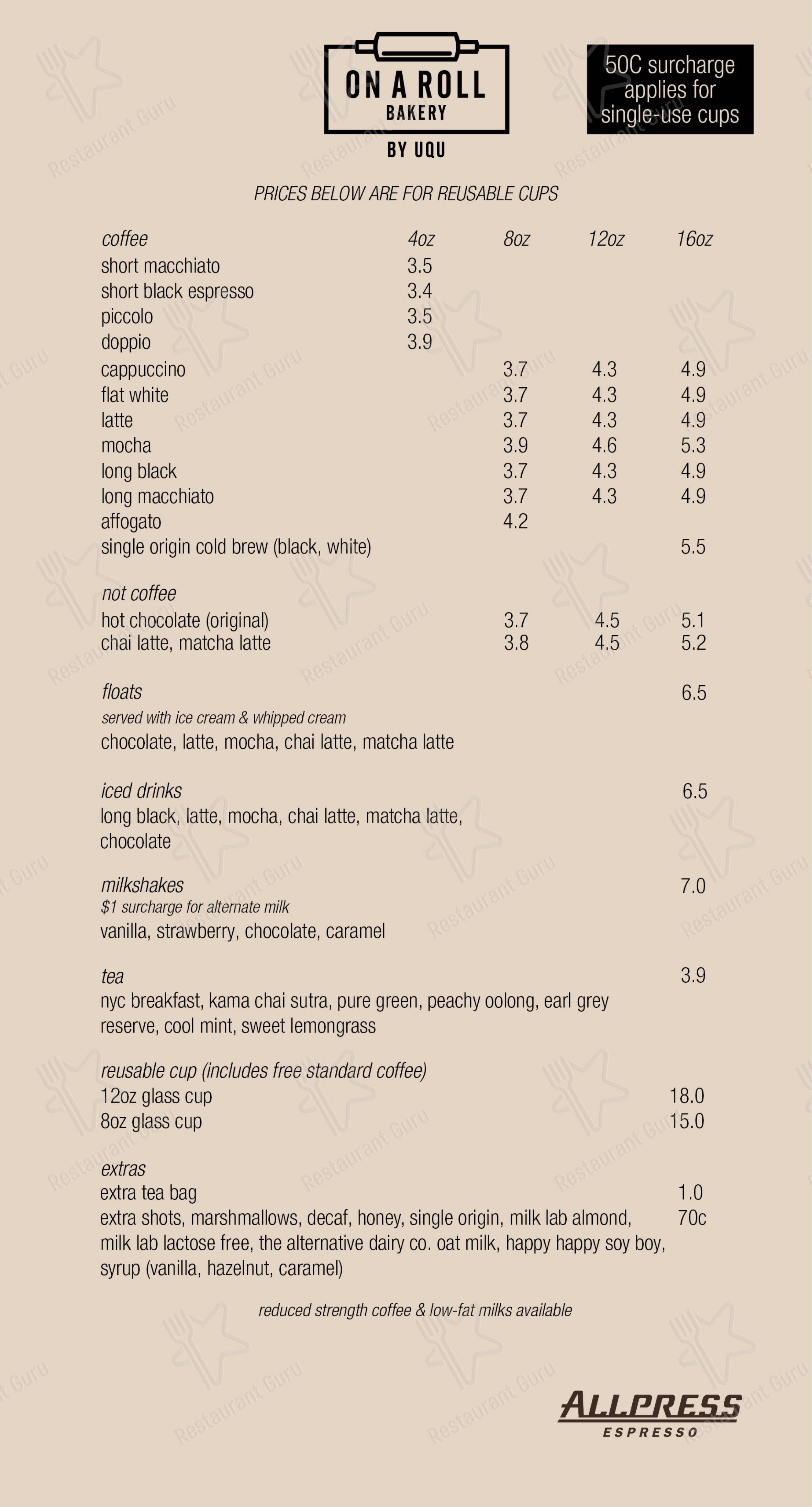 Menu at On a Roll Bakery, Saint Lucia, Level 3