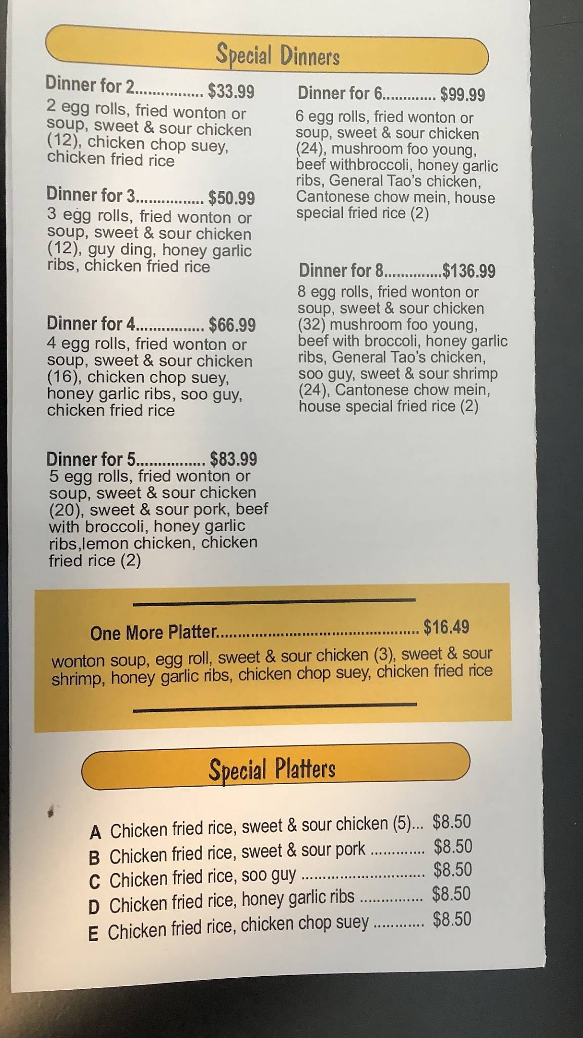 Menu at One More Family Restaurant, Conception Bay South, 532 ...