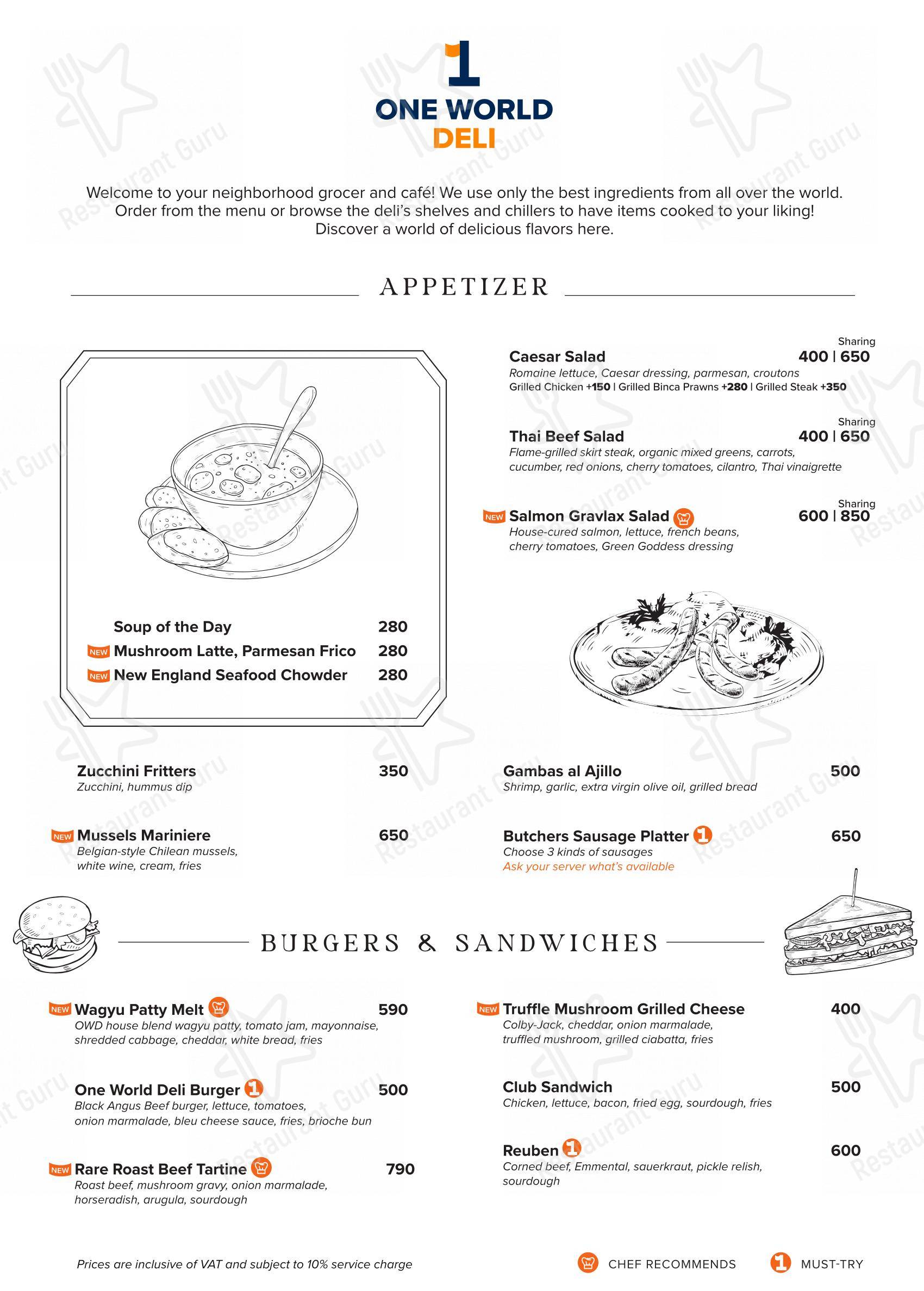 Menu at One World Deli Makati restaurant, Makati