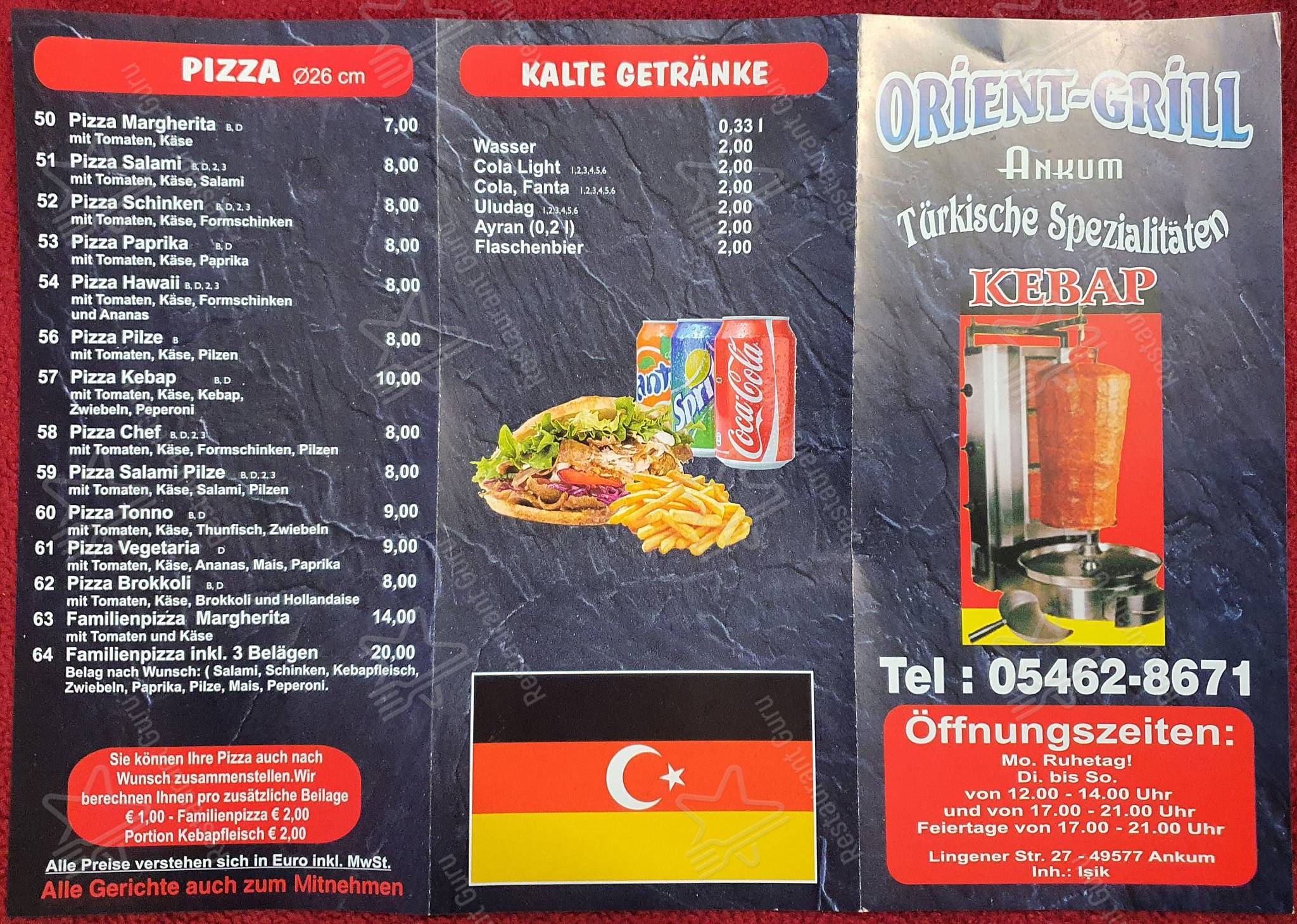Speisekarte von Orient Grill fast Food, Ankum