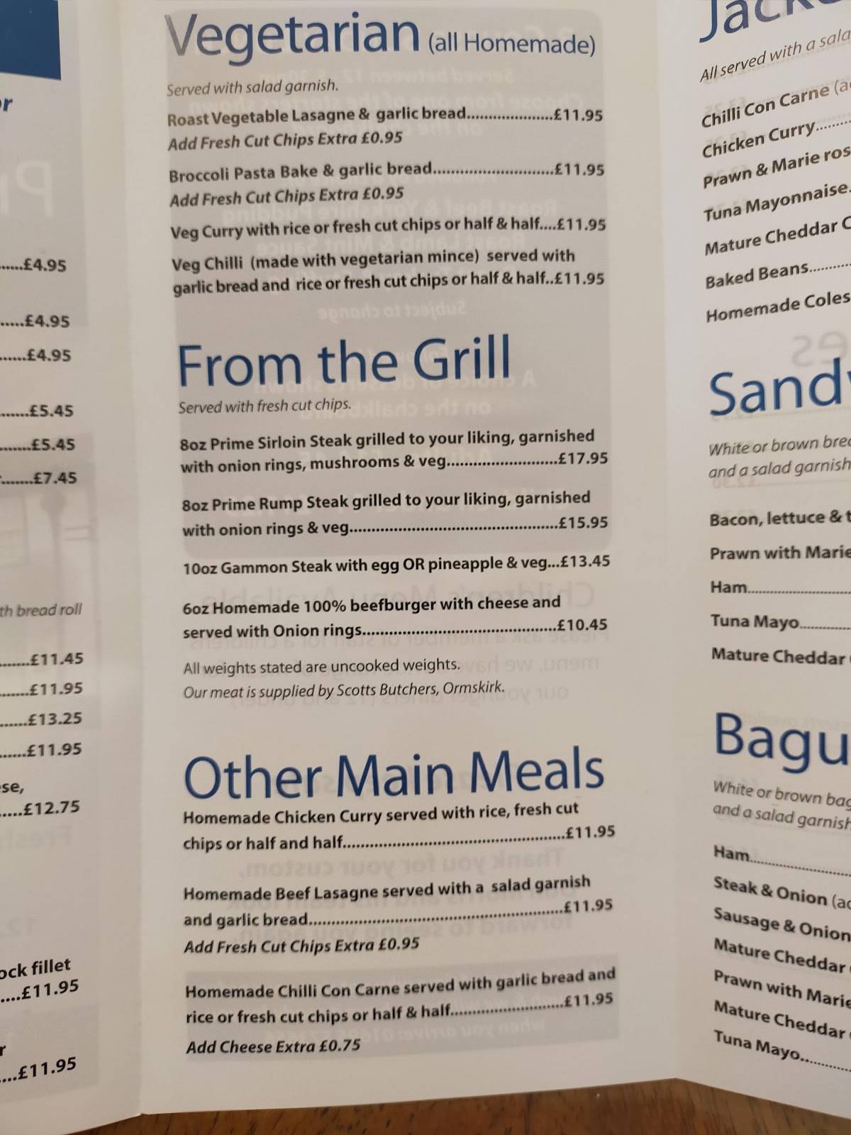 Menu at The Prince Albert pub & bar, Ormskirk