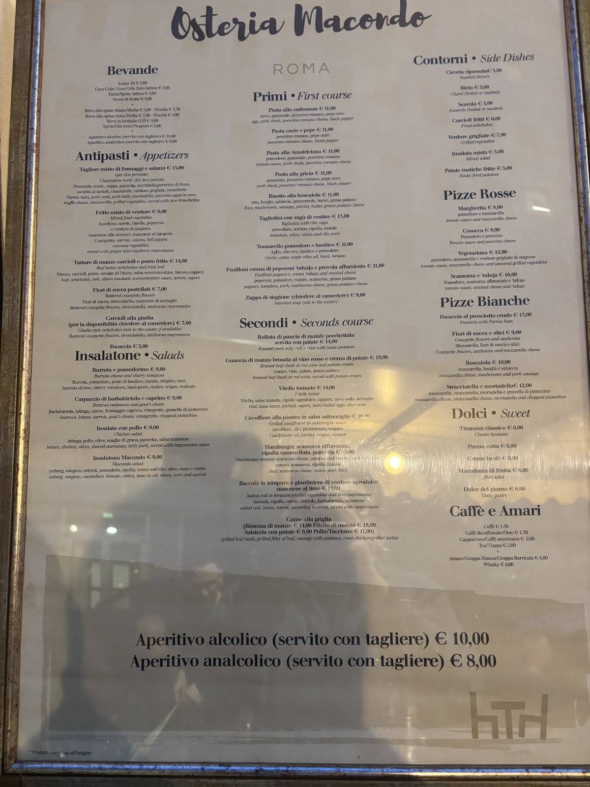 Menu da Osteria Macondo ristorante, Roma