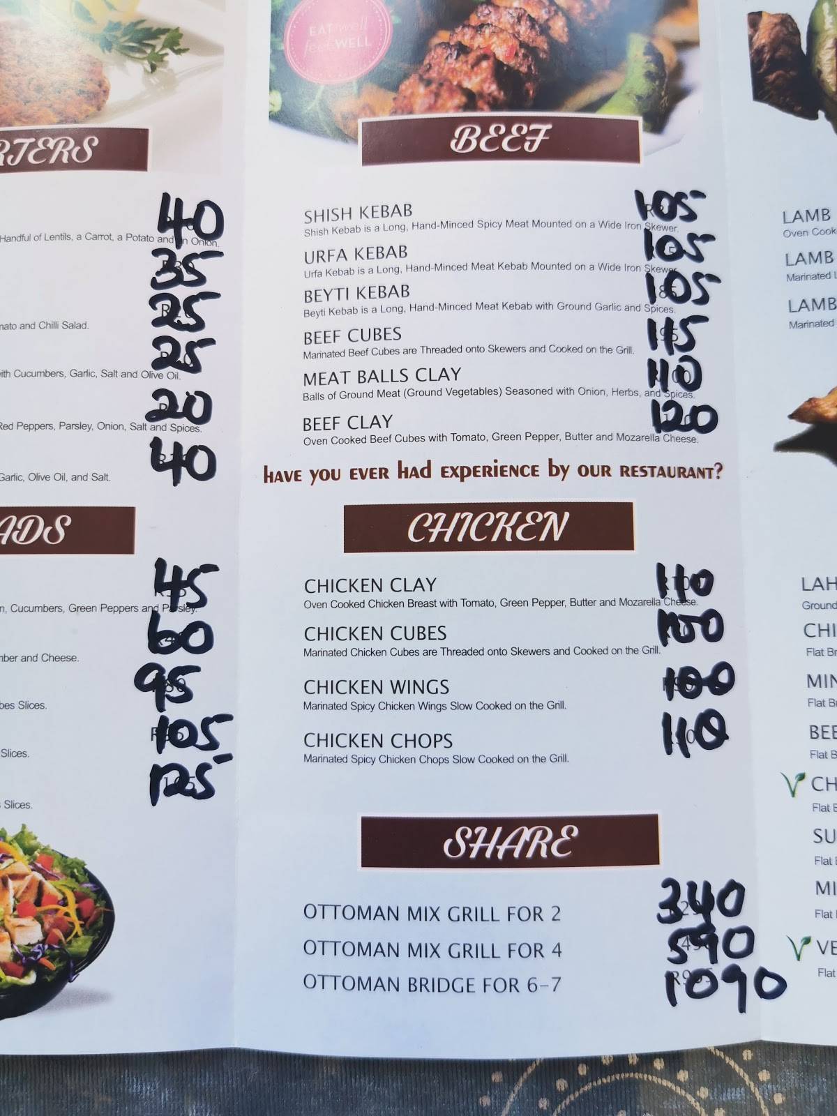Menu at Ottoman Palace Turkish Restaurant, Midrand